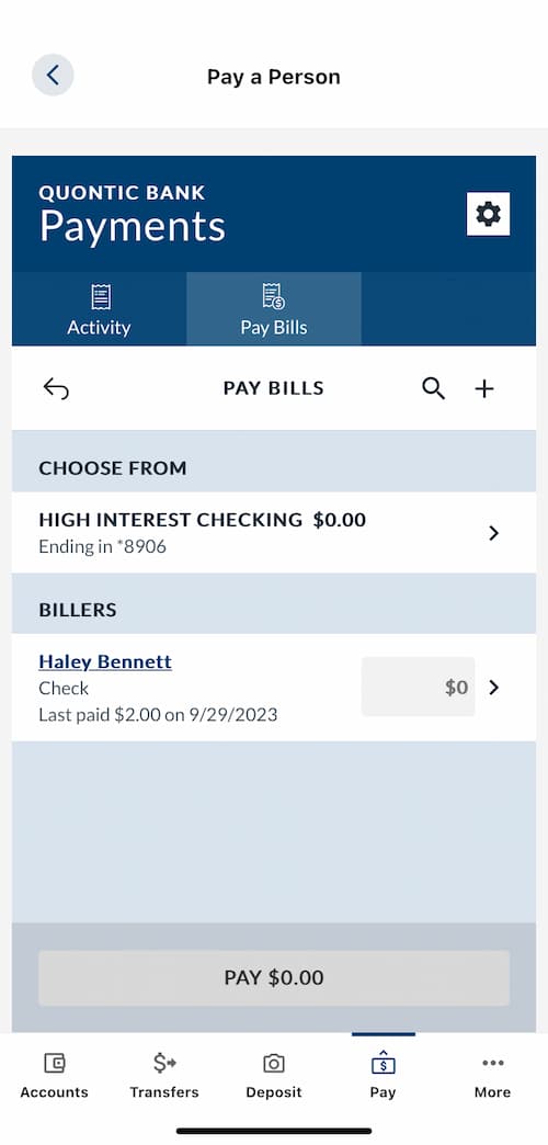Bill Pay - Quontic Digital Bank